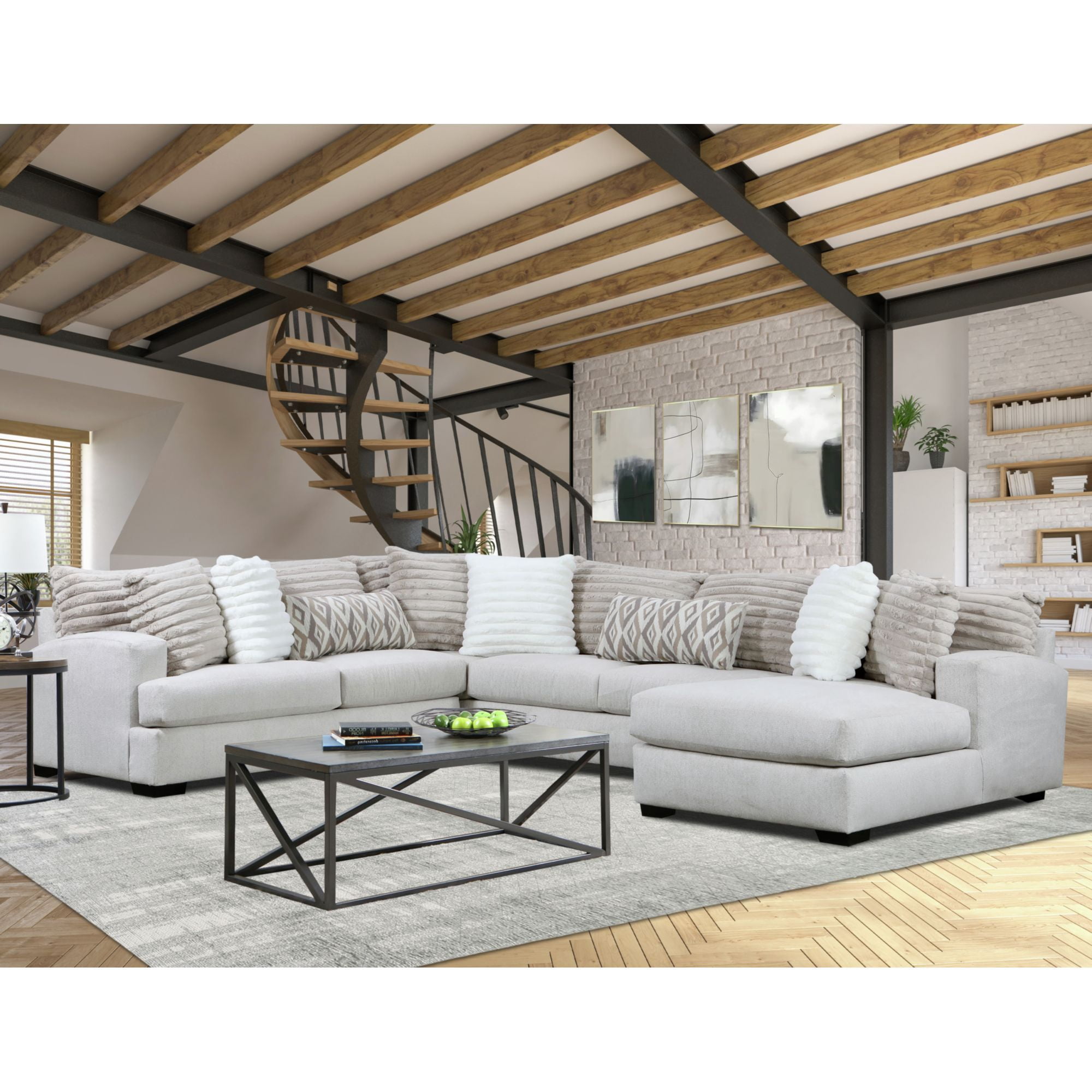 Picket House Furnishings Bronco 3PC Sectional Set - Chi Chi Straw/Hush ...