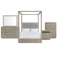 Glam Gray Solid Wood Queen Bedroom Set 6pcs FOA CM7150 Alzir - Walmart.com