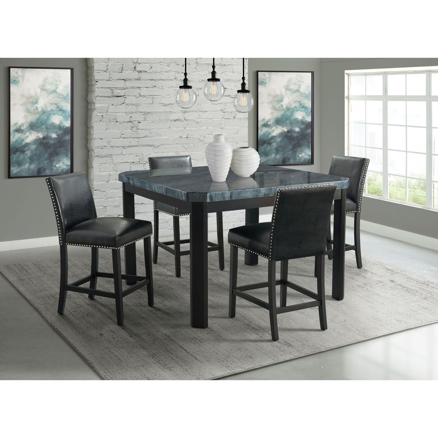 Picket House Furnishings Celine Square 5PC Counter Height Dining Set ...
