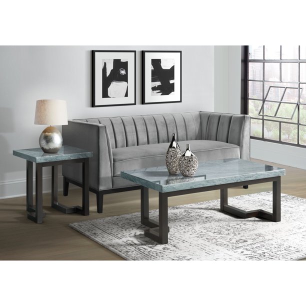 Picket House Furnishings Cypher 2PC Occasional Marble Table Set in Gray - Walmart.com