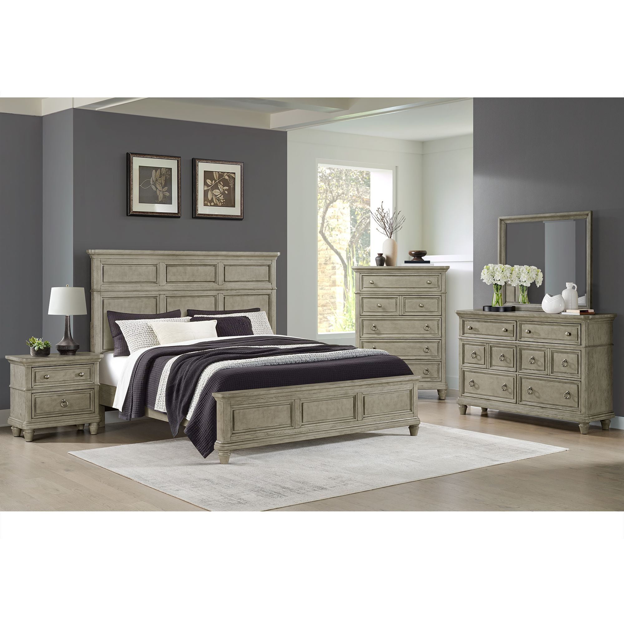 Picket House Furnishings Emiko King Panel Bed in Light Grey - Walmart.com