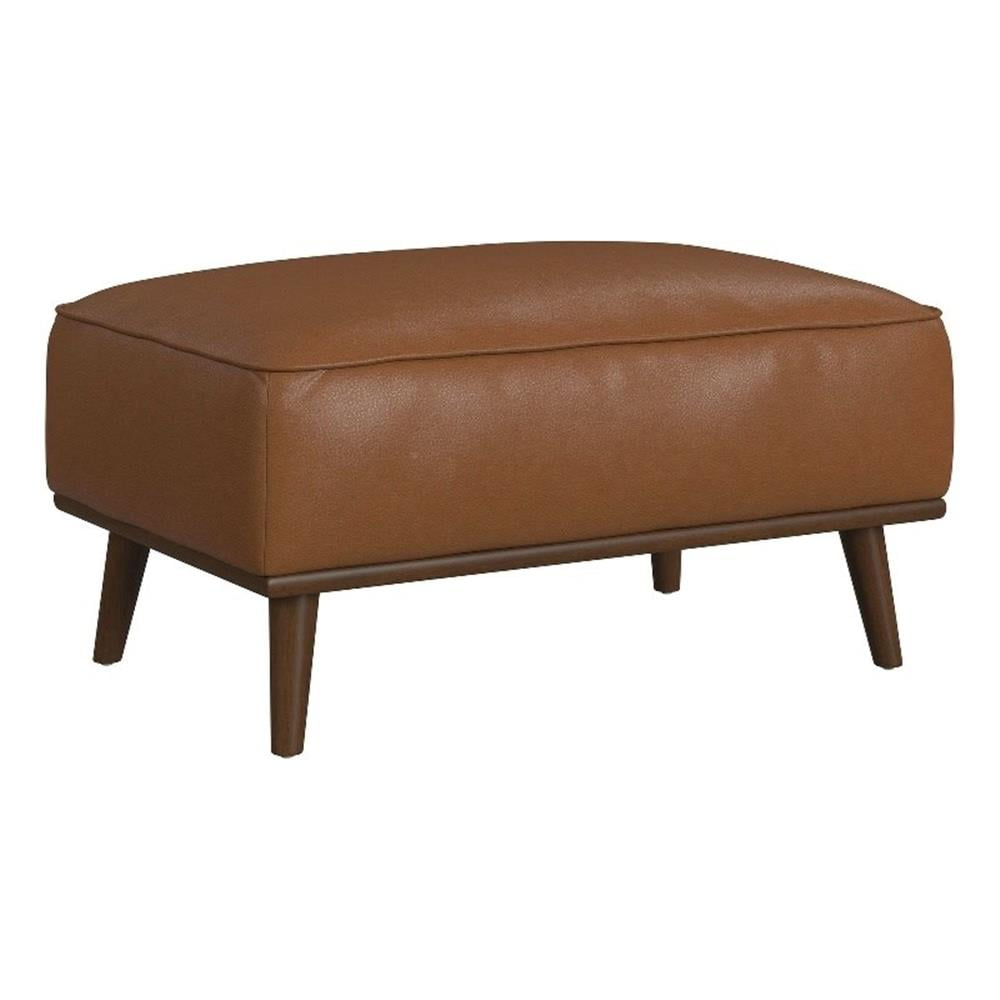 Picket House Furnishings Fate Ottoman with Wood Base in Pebble Tan ...
