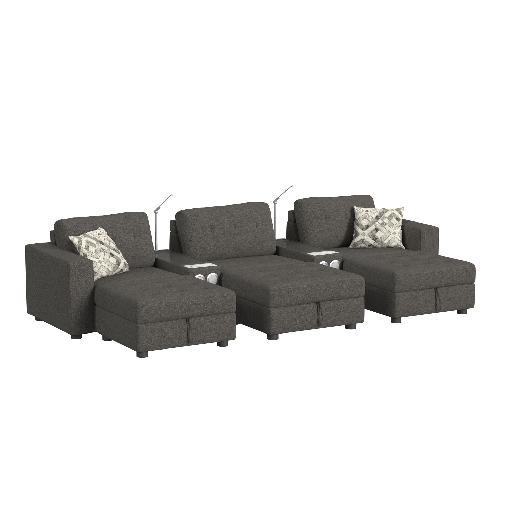 Harleigh 8PC Living Room Set in Palmer Plus Ash with Media Console ...