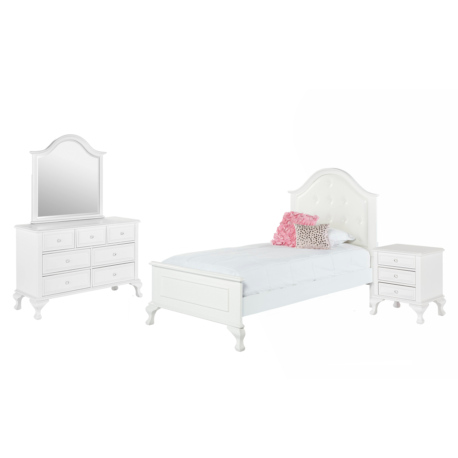 Picket House Furnishings Jenna 4 Piece Twin Kids Bedroom Set in White ...