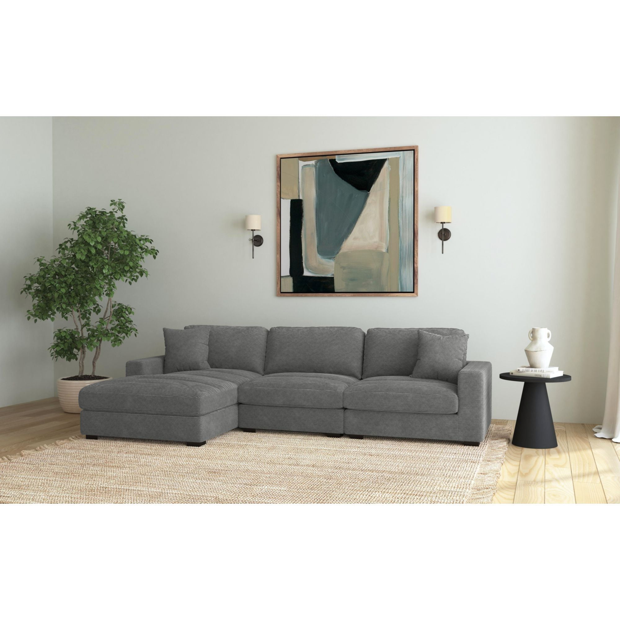 Picket House Furnishings Mesa Modular 3PC Sectional Set with LHF Chaise-Charcoal - Walmart.com