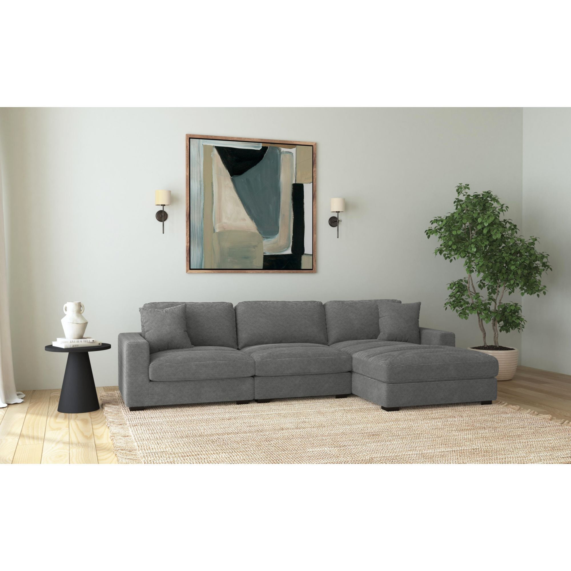 Picket House Furnishings Mesa Modular 3PC Sectional Set with RHF Chaise-Charcoal - Walmart.com