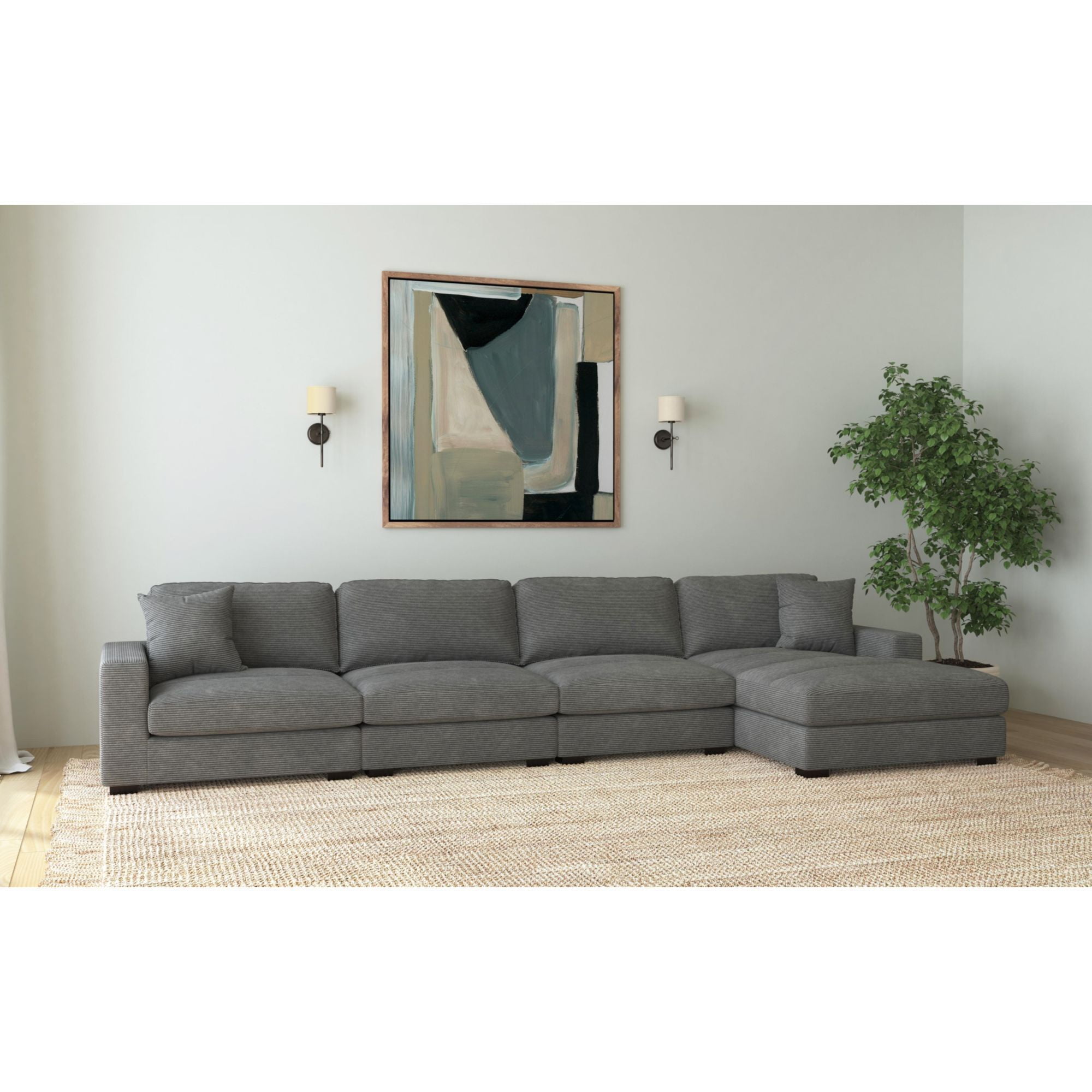 Picket House Furnishings Mesa Modular 4PC Sectional Set with RHF Chaise ...