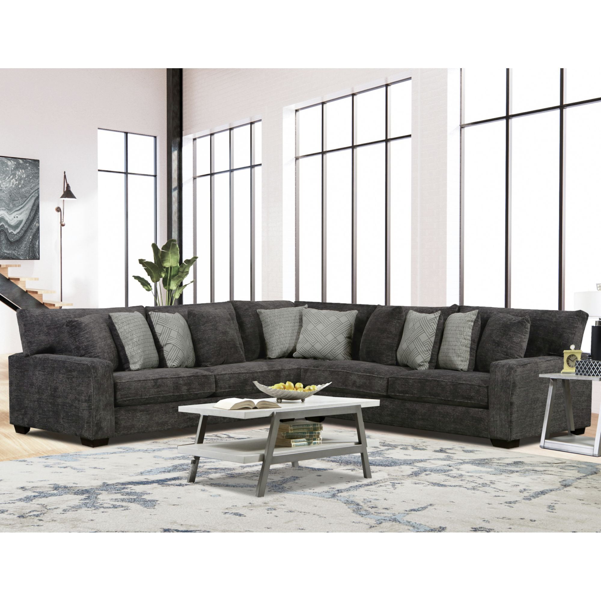 Picket House Furnishings Molly 3PC Sectional Set in Galactic Charcoal ...