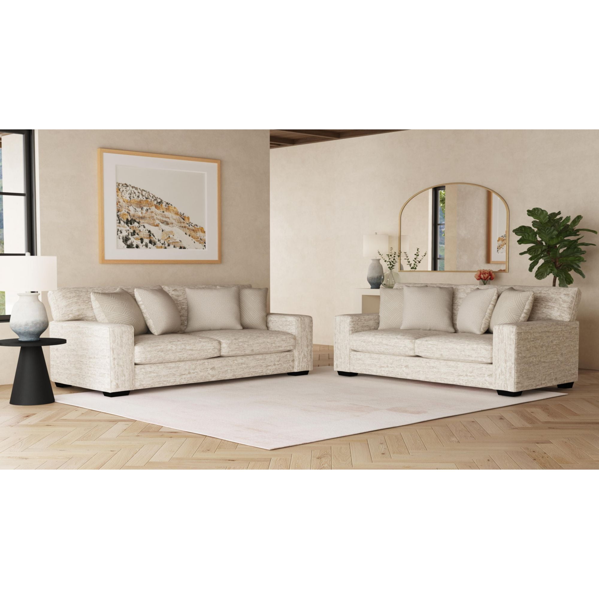 Picket House Furnishings Molly Loveseat in Galactic Parchment with 4 ...