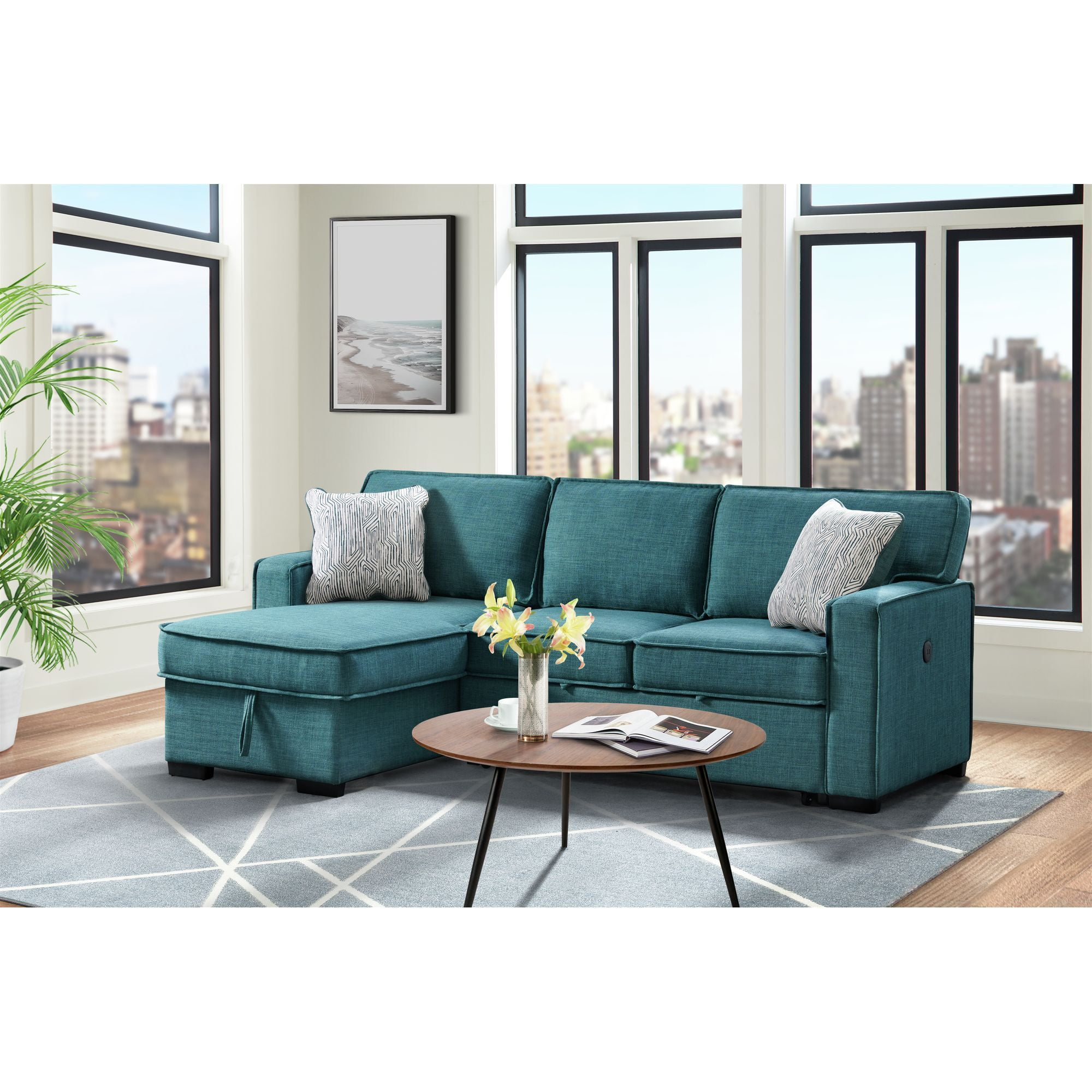 Picket House Furnishings Parque Sectional Sleeper Chofa with Pull Bed ...