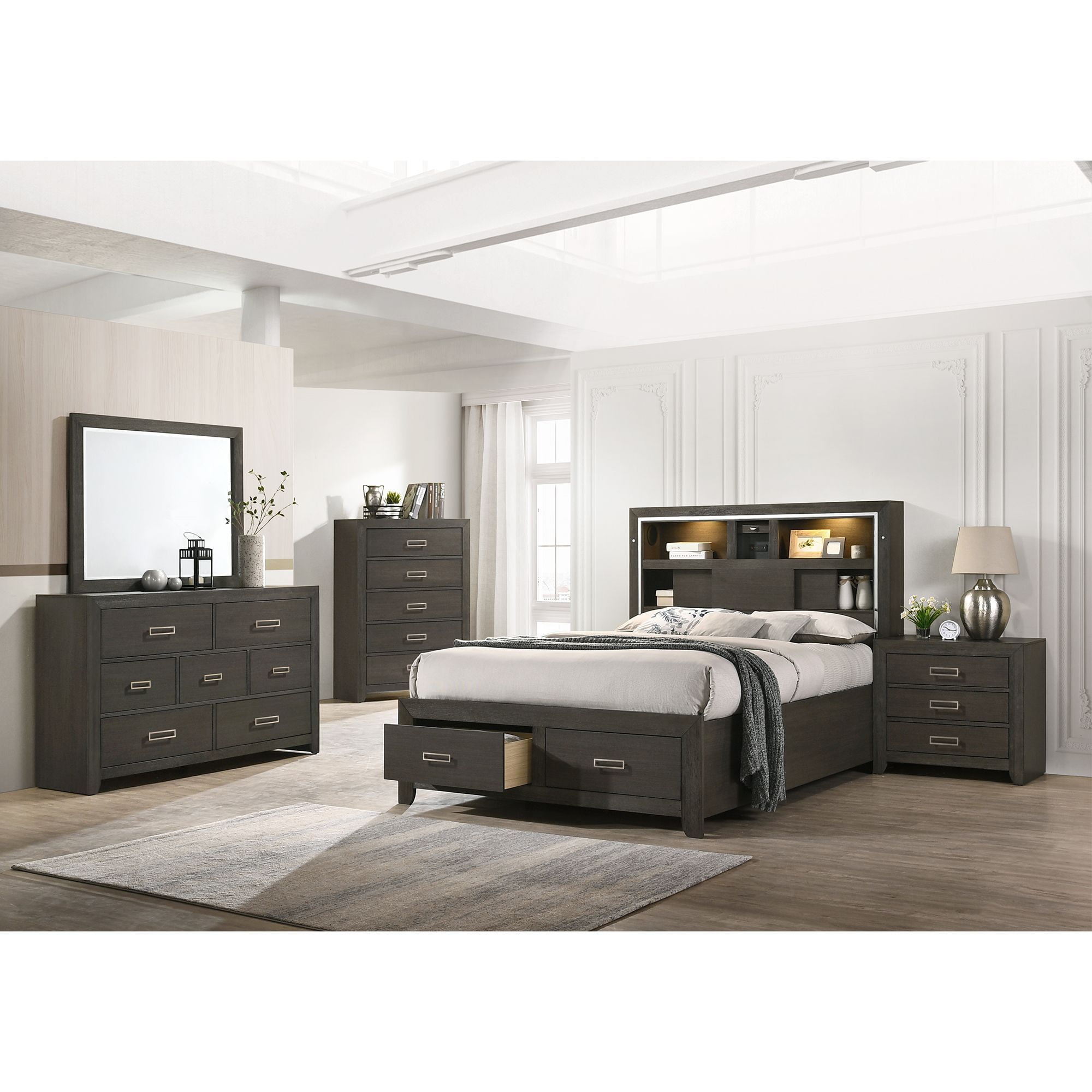 Picket House Furnishings Roma Queen Storage Bed with Music & LED Lights ...