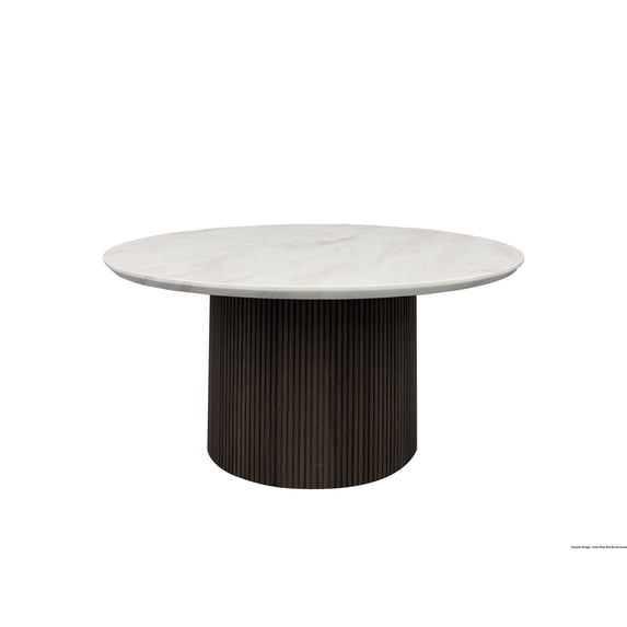 Sutton Round Coffee Table with White Faux Marble Top and Base in Dark ...