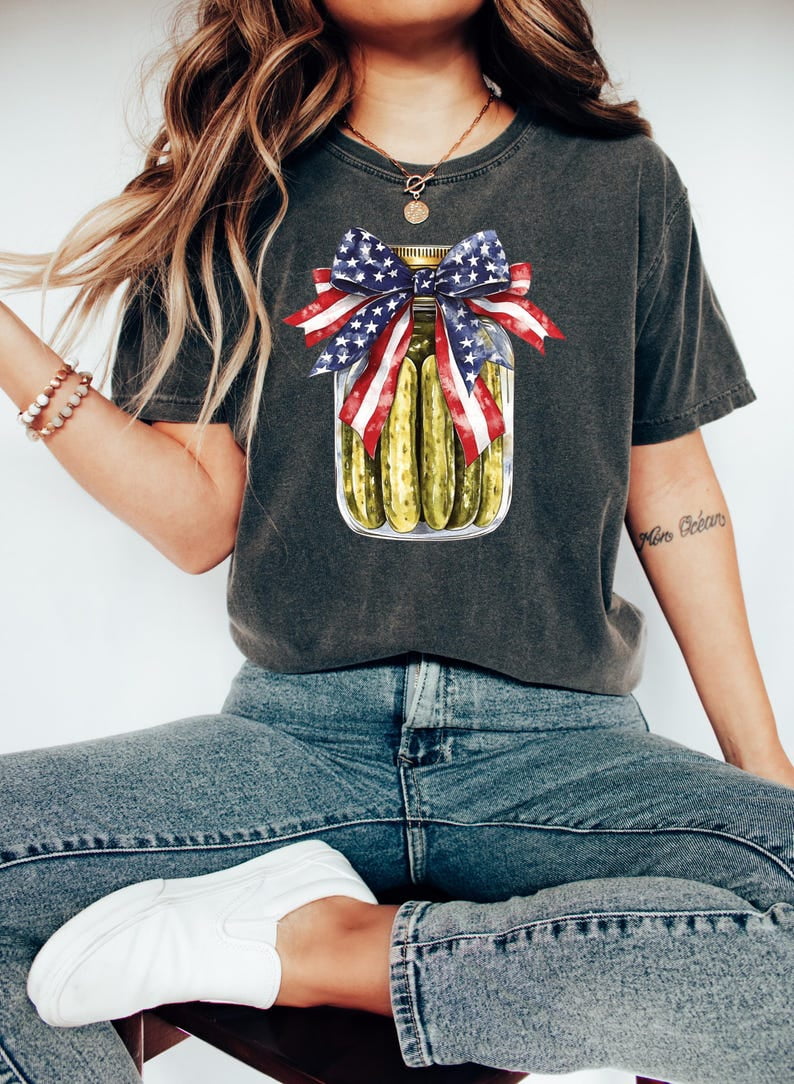 Pickle 4th of July Shirt, Patriotic Pickle Jar, USA Flag Design ...