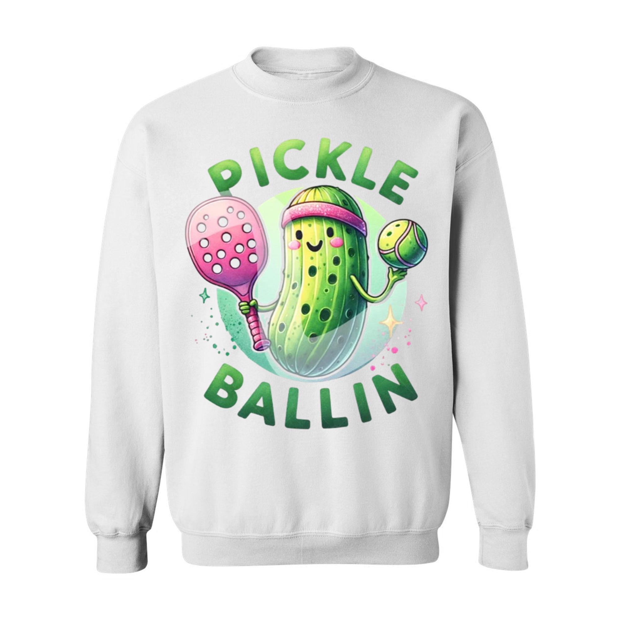 Pickle Ballin Clipart, Funny Pickleball Sweat Shirt, Cute Pickle Ball ...