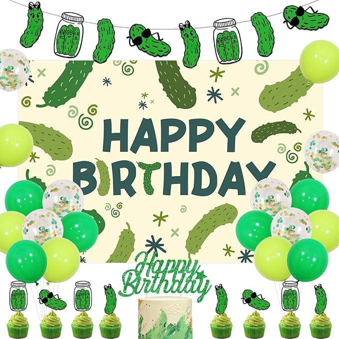 Pickle Birthday Decorations Kind of a Big Dill Themed Backdrop Balloon ...