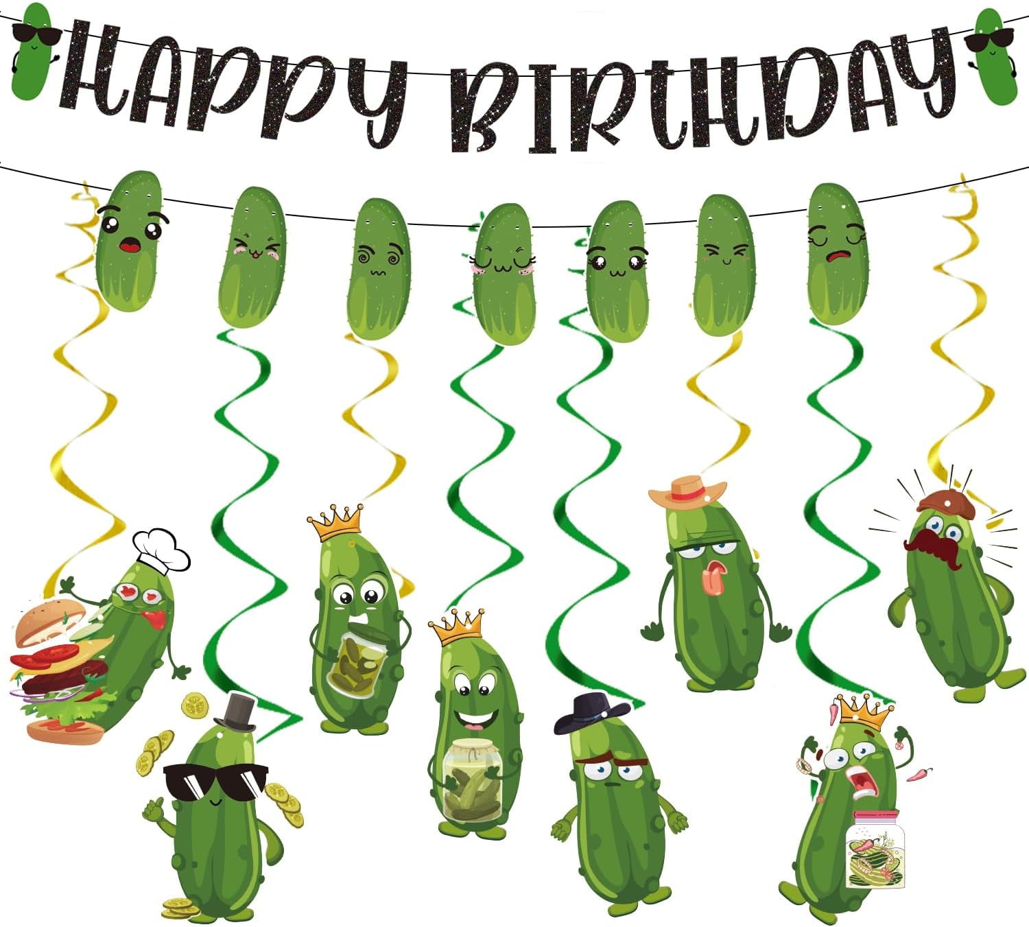 Pickle Birthday Party Decorations - 10PCS Funny Happy Birthday Banner ...