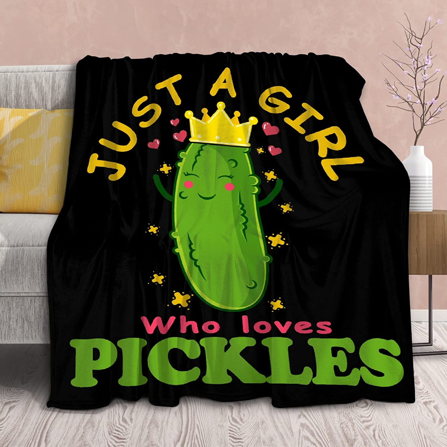 Pickle Blanket Funny Gift for Girl Comfy Plush-Just A Girl Who Loves ...