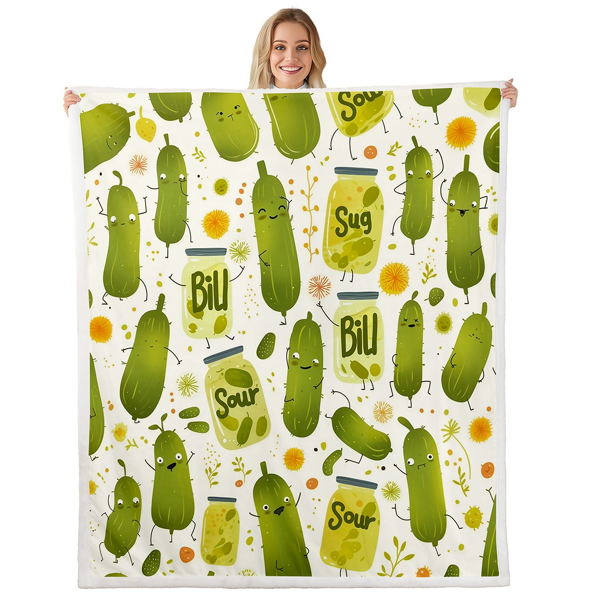 Pickle Blanket Green Dill Pickle Throw Blanket,Cartoon Cucumber 40"X50 ...