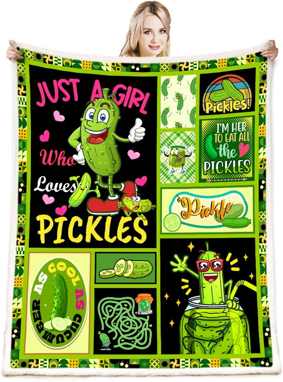 Pickle Blanket,Just A Girl Who Loves Pickles Blanket,Pickle Gifts for ...