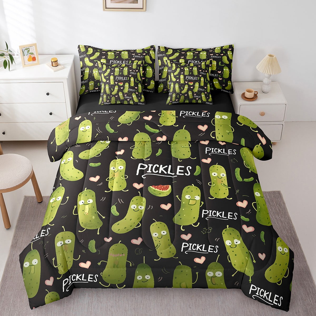 Pickle Comforter Set Kawaii Cucumber Bed In A Bag Dill Pickle 7 Pieces ...