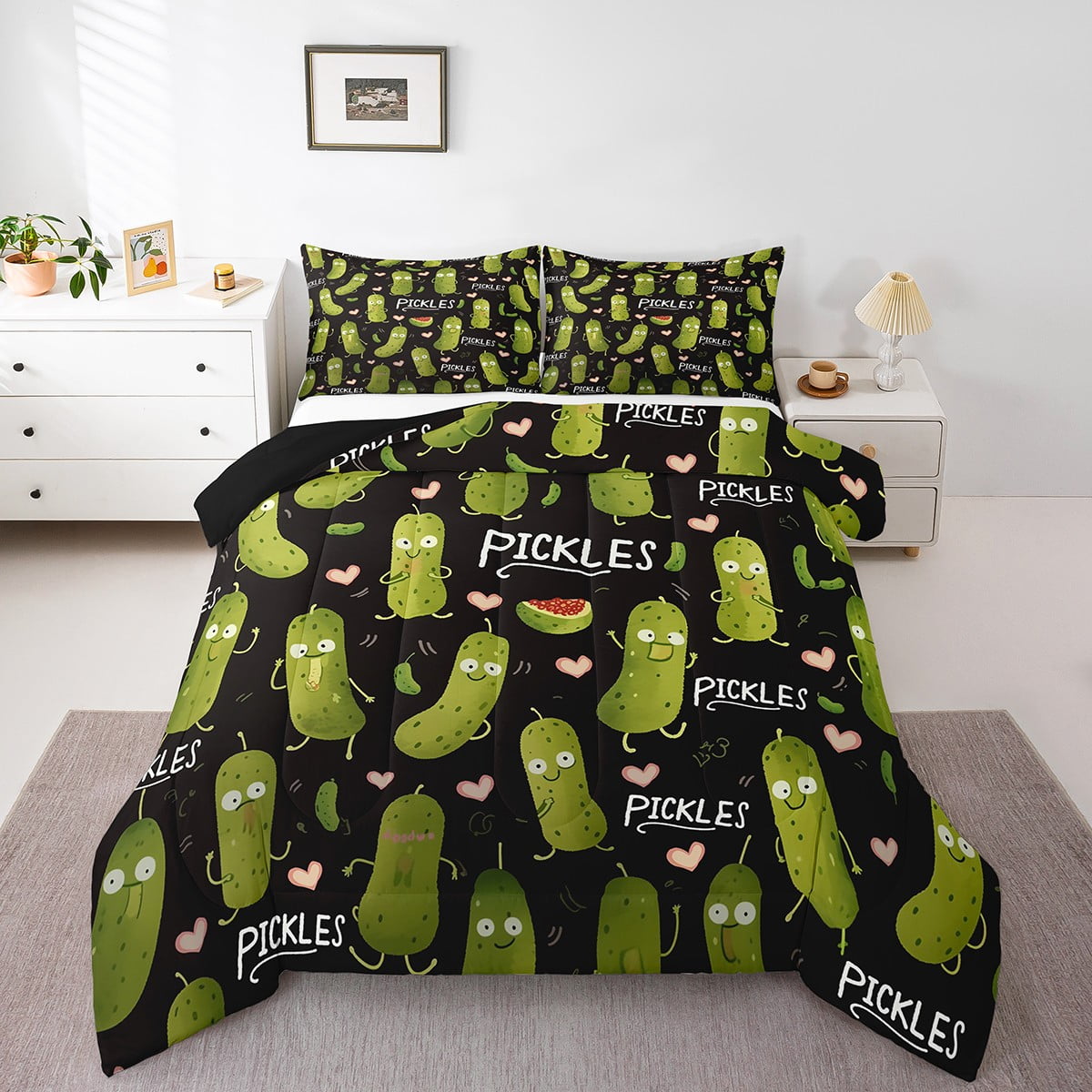 Pickle Down Comforter Kawaii Cucumber Comforter Set Dill Pickle Bedding Sets Toddler Love Heart ...