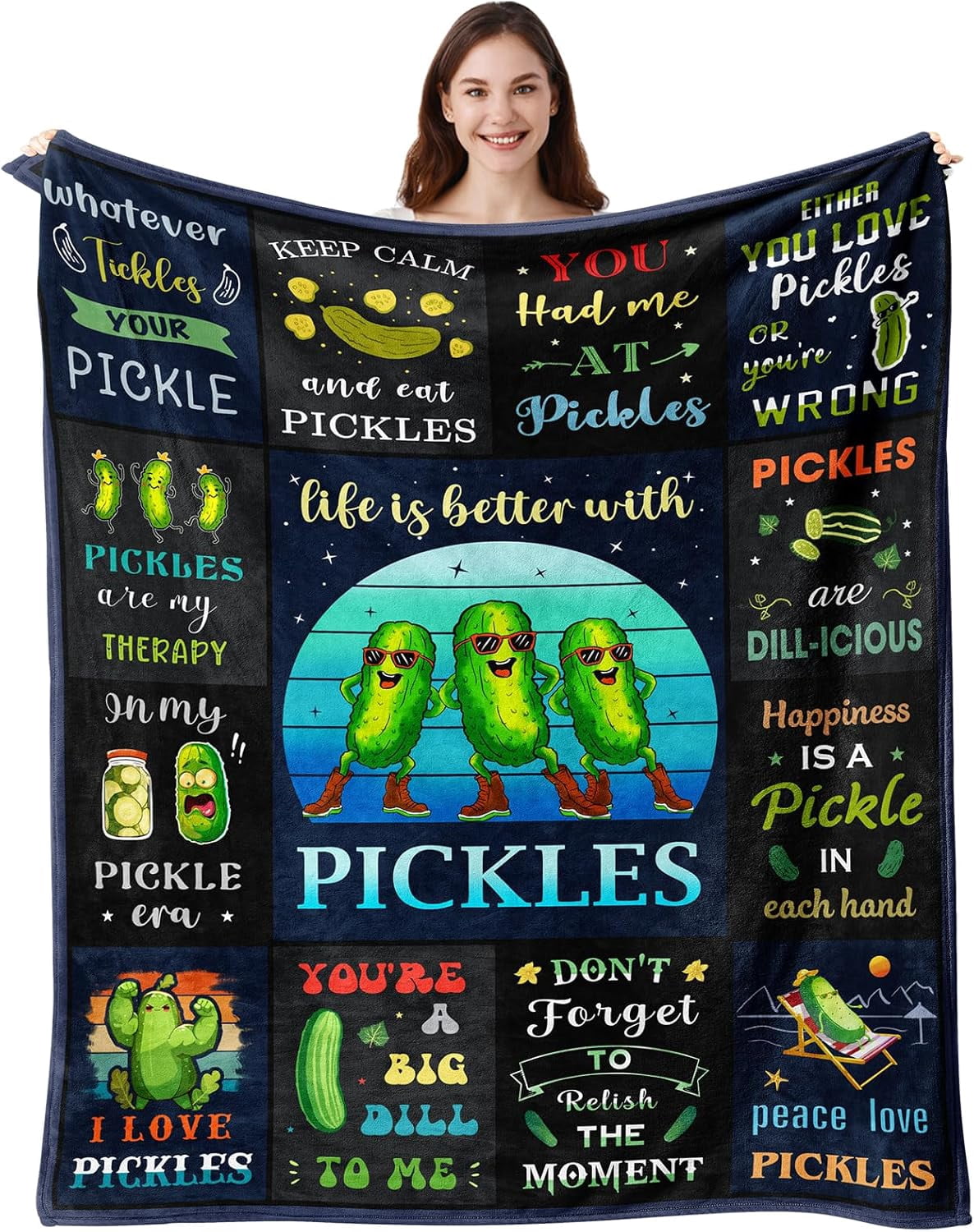 Pickle Gifts Blanket 50"X60", Pickle Themed Gifts for Pickle Lovers ...