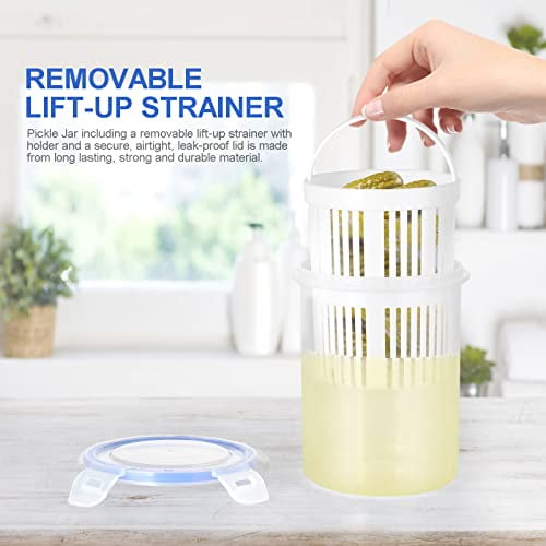Pickle Holder Keeper Lifter, Pickle Jar with Strainer Insert ...