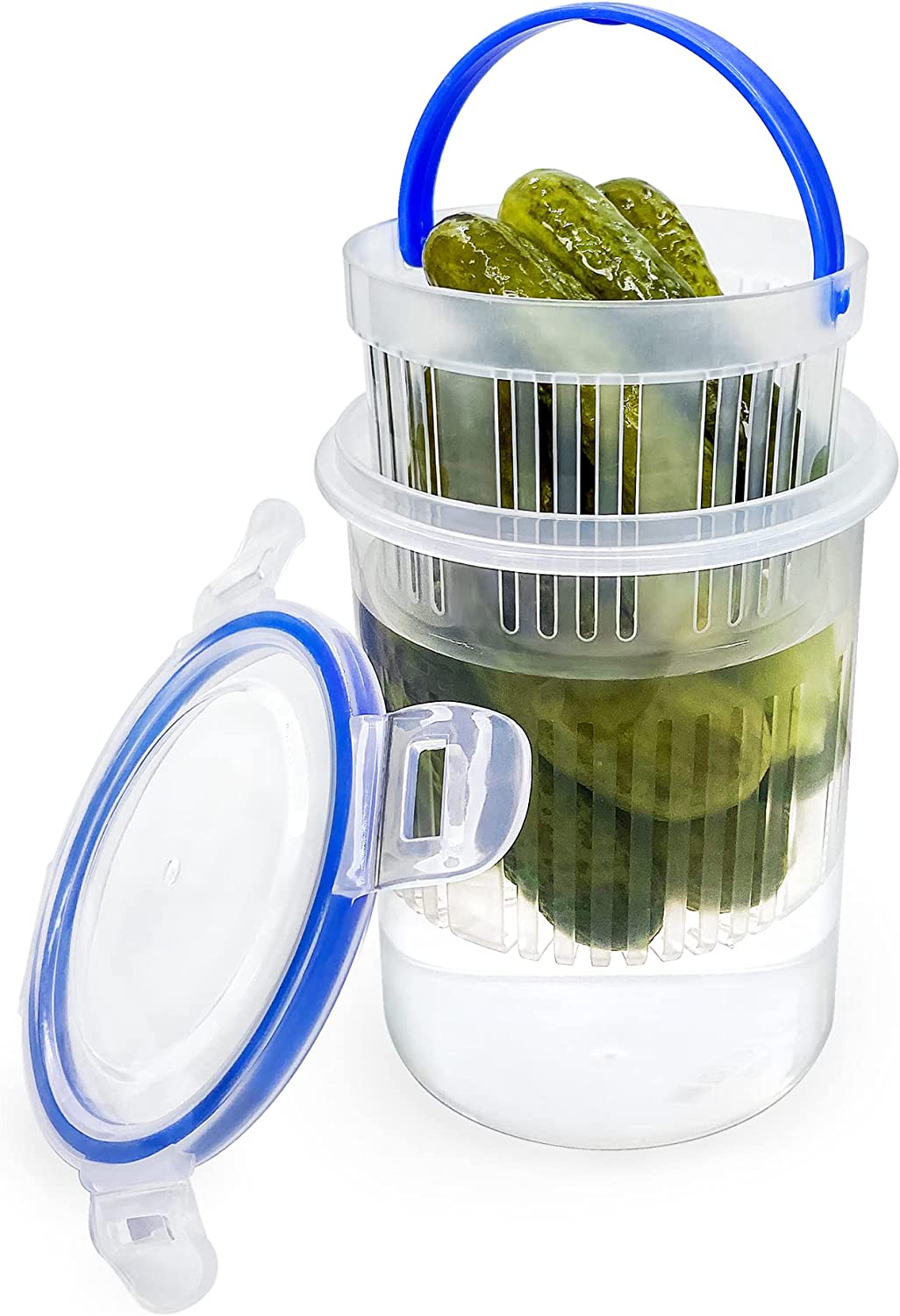 Pickle Jar 24 oz pickle container with strainer Pickle Holder Keeper ...