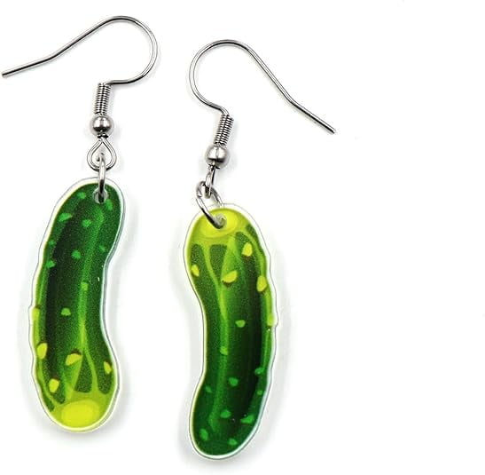Pickle Jar Earring Earrings Dangles Rick Cucumber Green Fun Dangle ...
