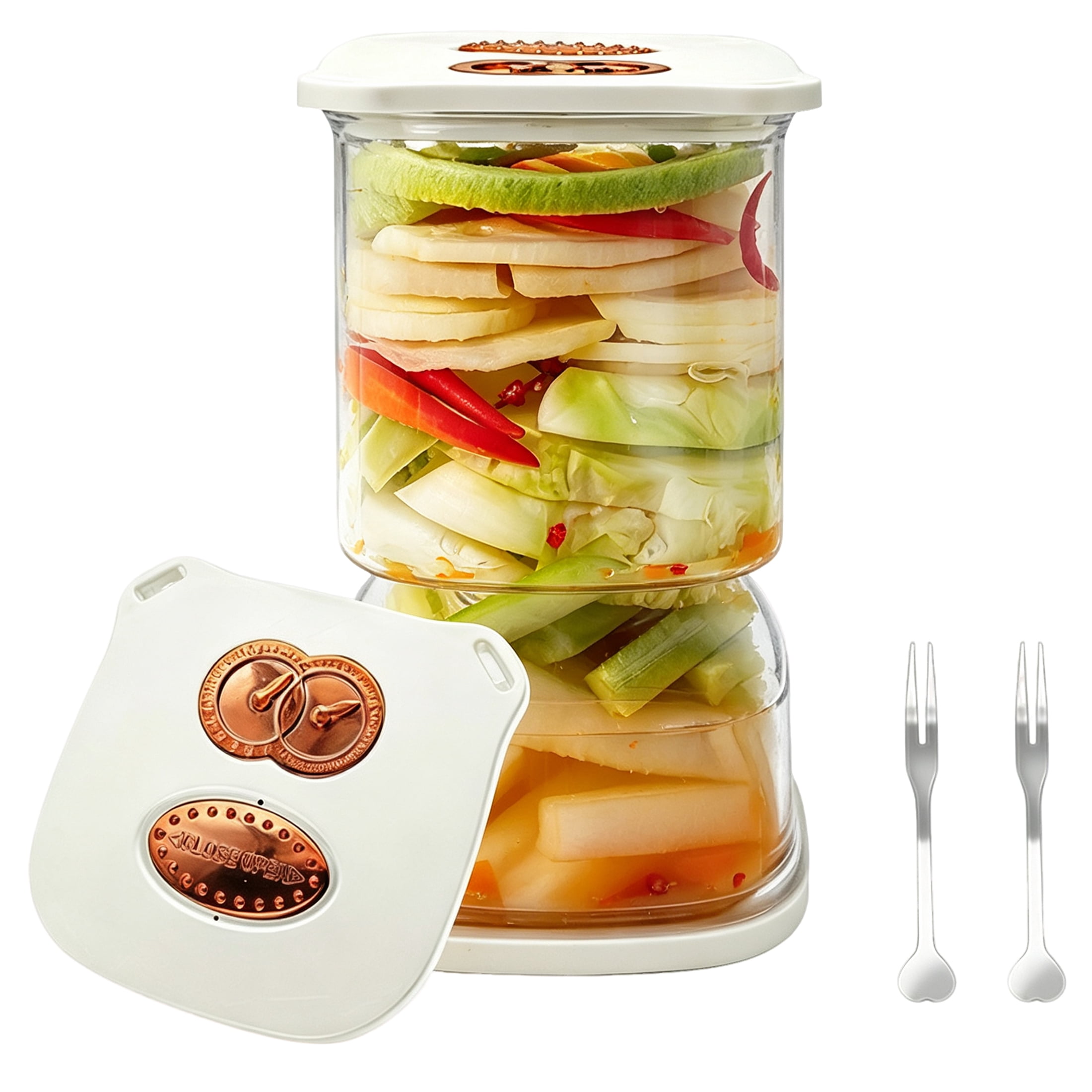 Pickle Jar with Strainer Flip Design, 34oz Dual Chamber Olive ...