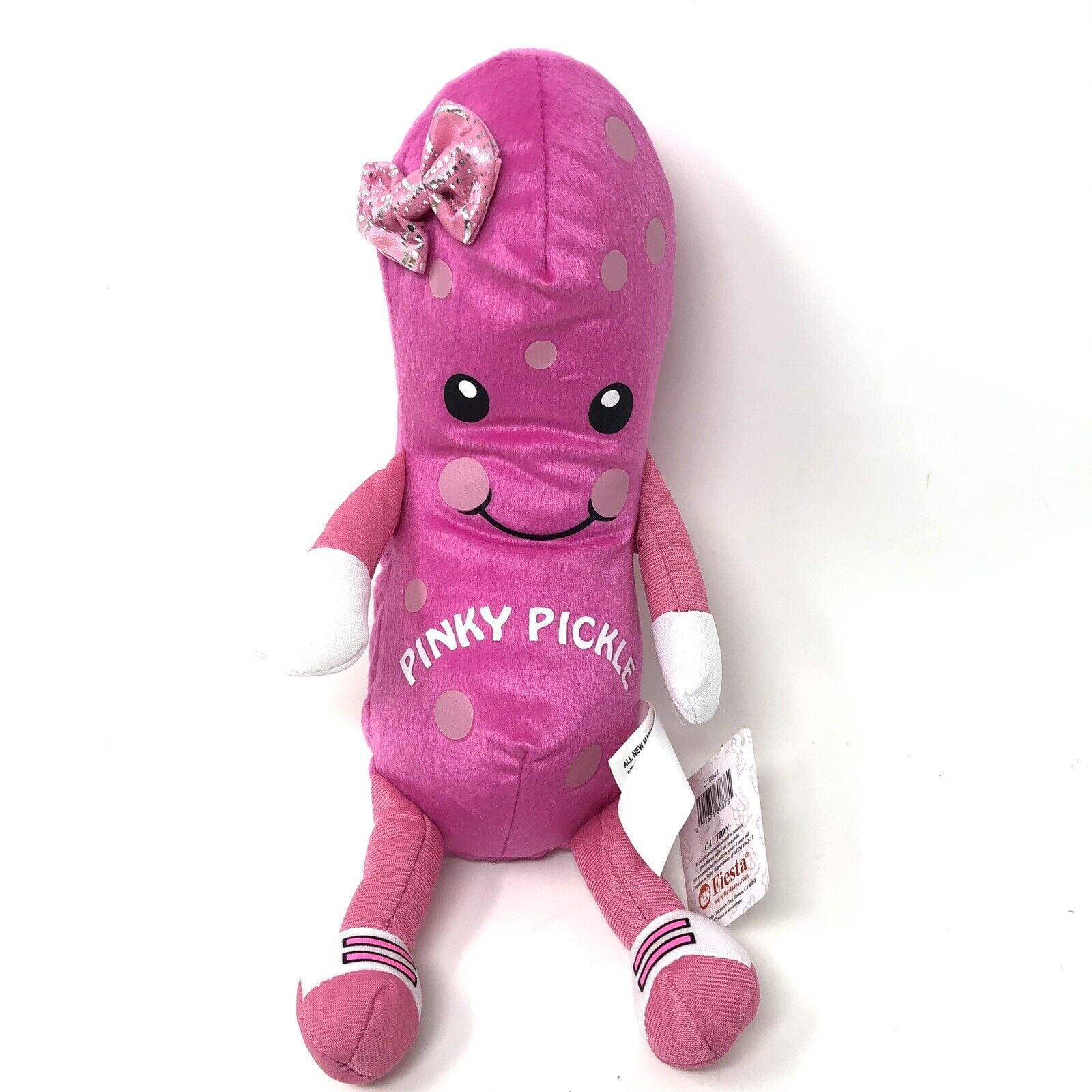 Pickle Plush - Pink Polka Dot with Hair Bow Plush Toy 9 inch - Walmart.com