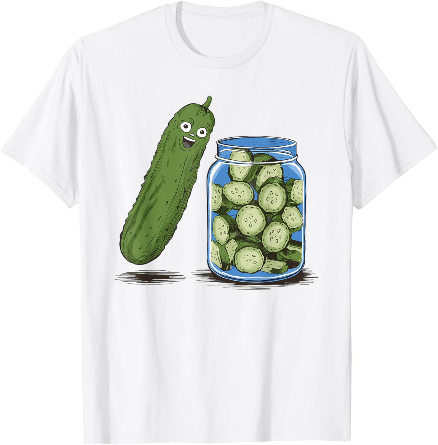 Pickle Surprise A Cucumber And A Jar Of Sliced Pickles T-Shirt ...
