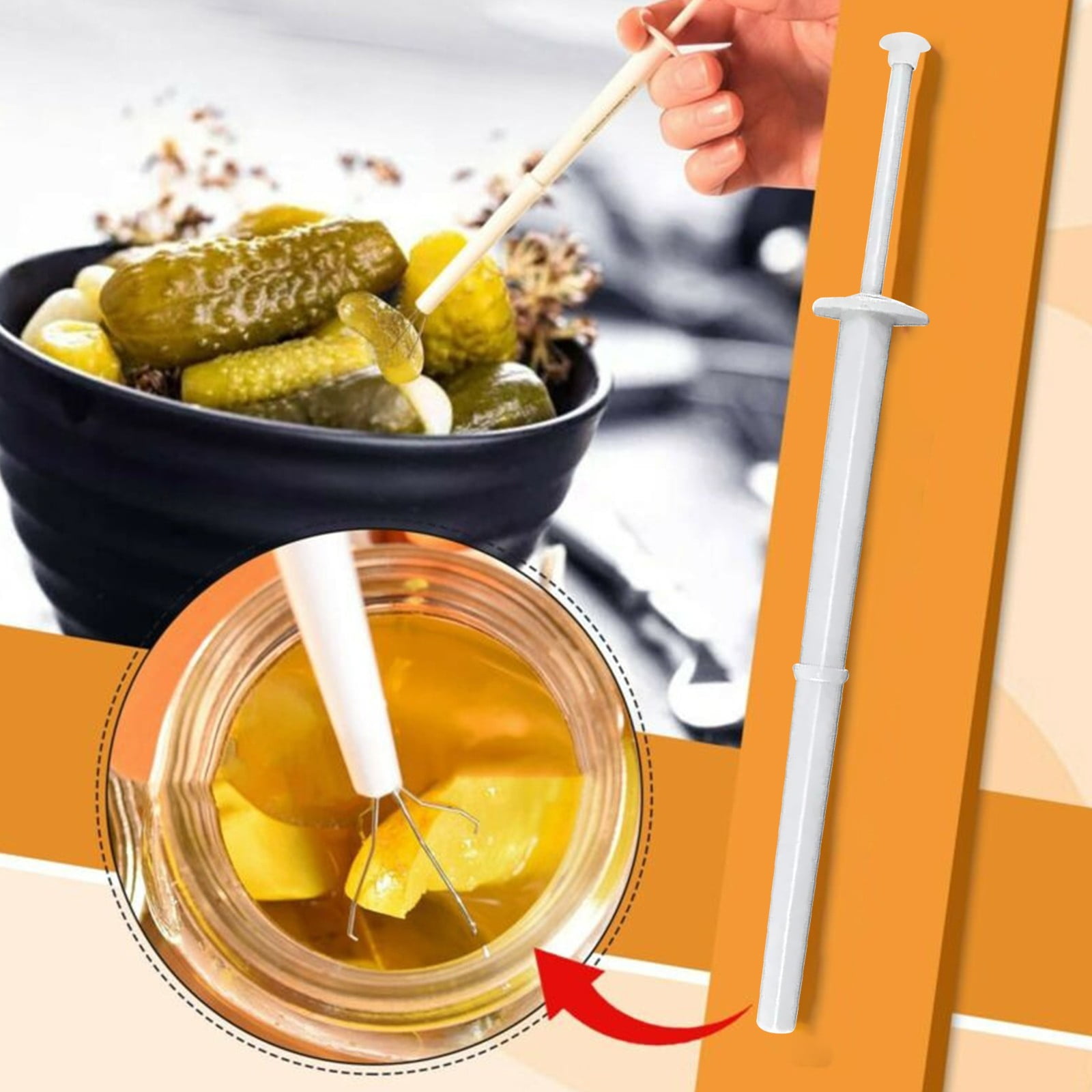 Pickle Tool Stainless Steel And Plastic Pickle Olive Clip Tool Jar Fork ...
