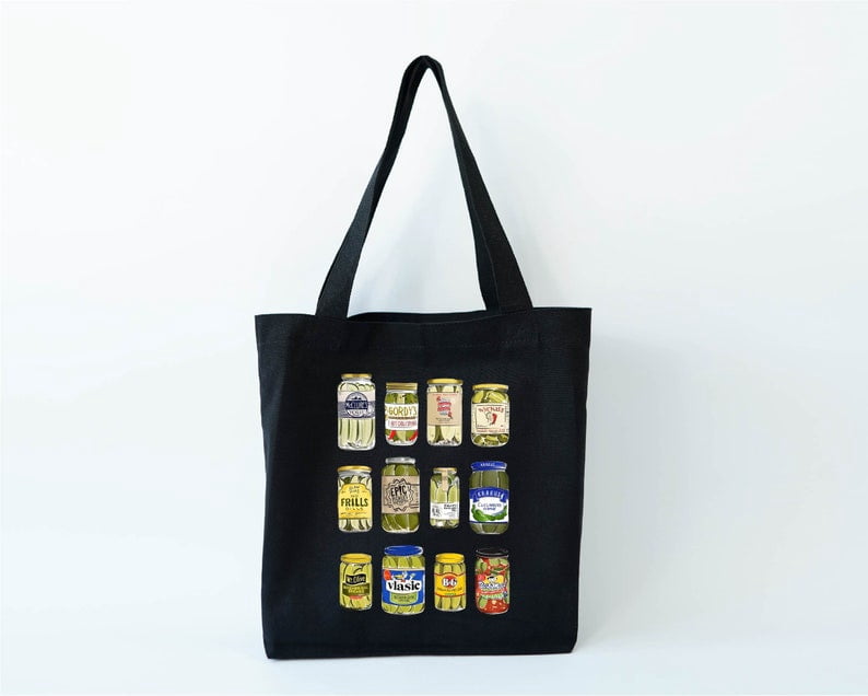 Pickle Tote Bag, Pickle Jar Tote Bag, Cottage Core Bag, Gardening Bag ...