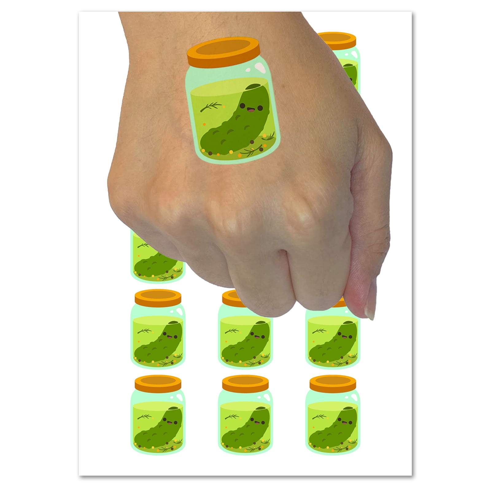 Pickle in Jar Water Resistant Temporary Tattoo Set Fake Body Art ... Pickle in Jar Water Resistant Temporary Tattoo Set Fake Body Art ...