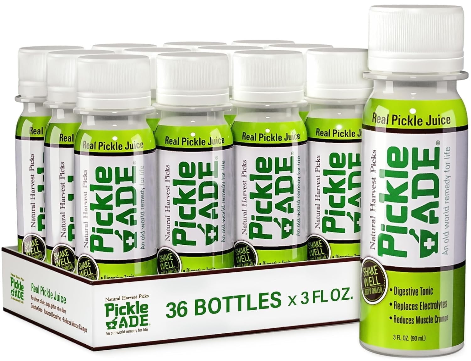 PickleAde Real Pickle Juice Shots with Turmeric, 3oz 36 Pack ...