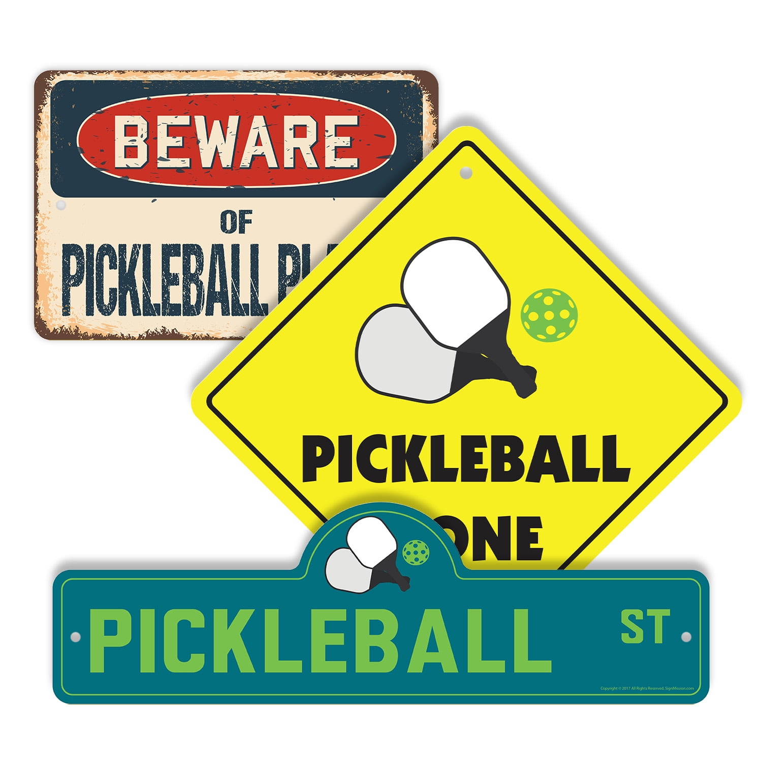 Pickleball (3 Pack) Large Plastic Street Sign Crossing Sign Warning ...