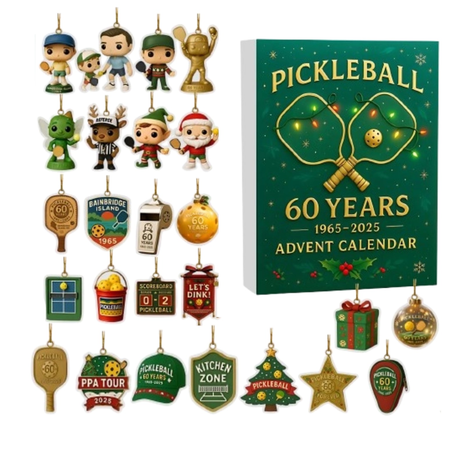 Pickleball 60th Anniversary Advent Calendar – 24 Blind Box christmas ...