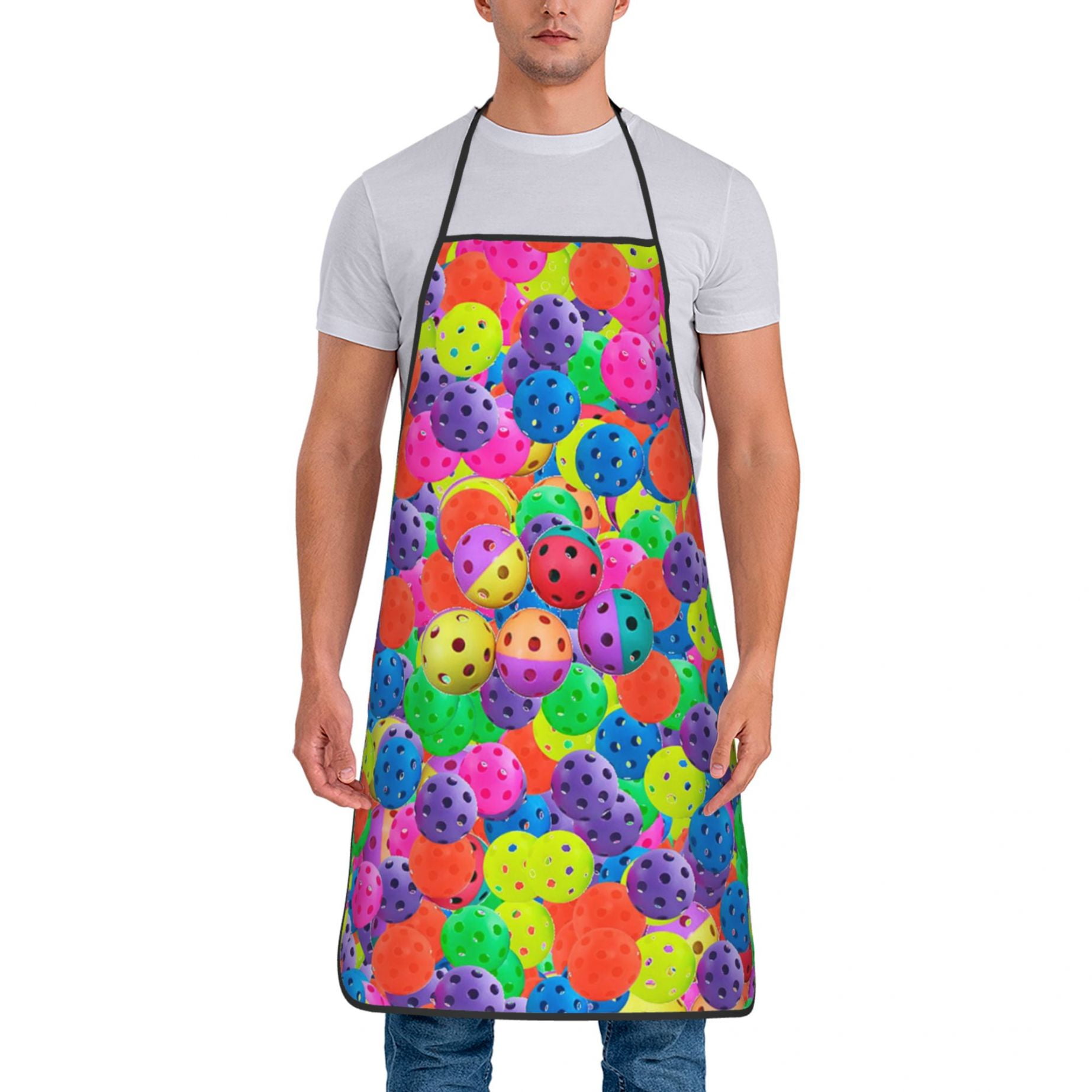 Pickleball Balls Colors Aprons for Women Men Waterproof Apron Kitchen ...