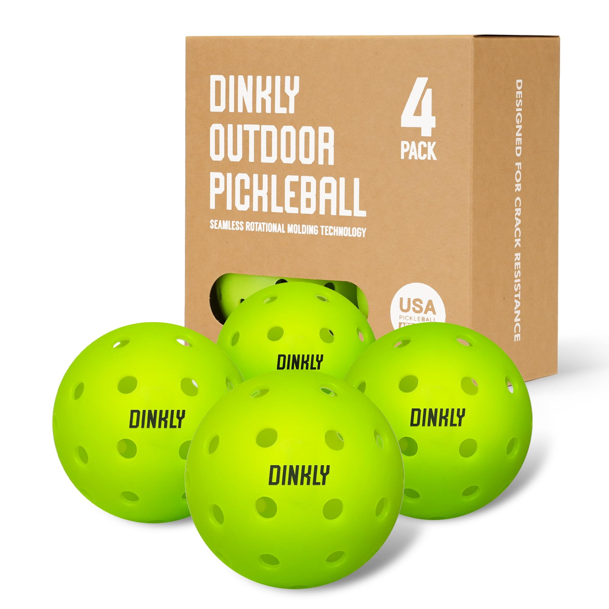 Pickleball Balls for Outdoor Play, Seamless Roto-Molded Design with 40 ...