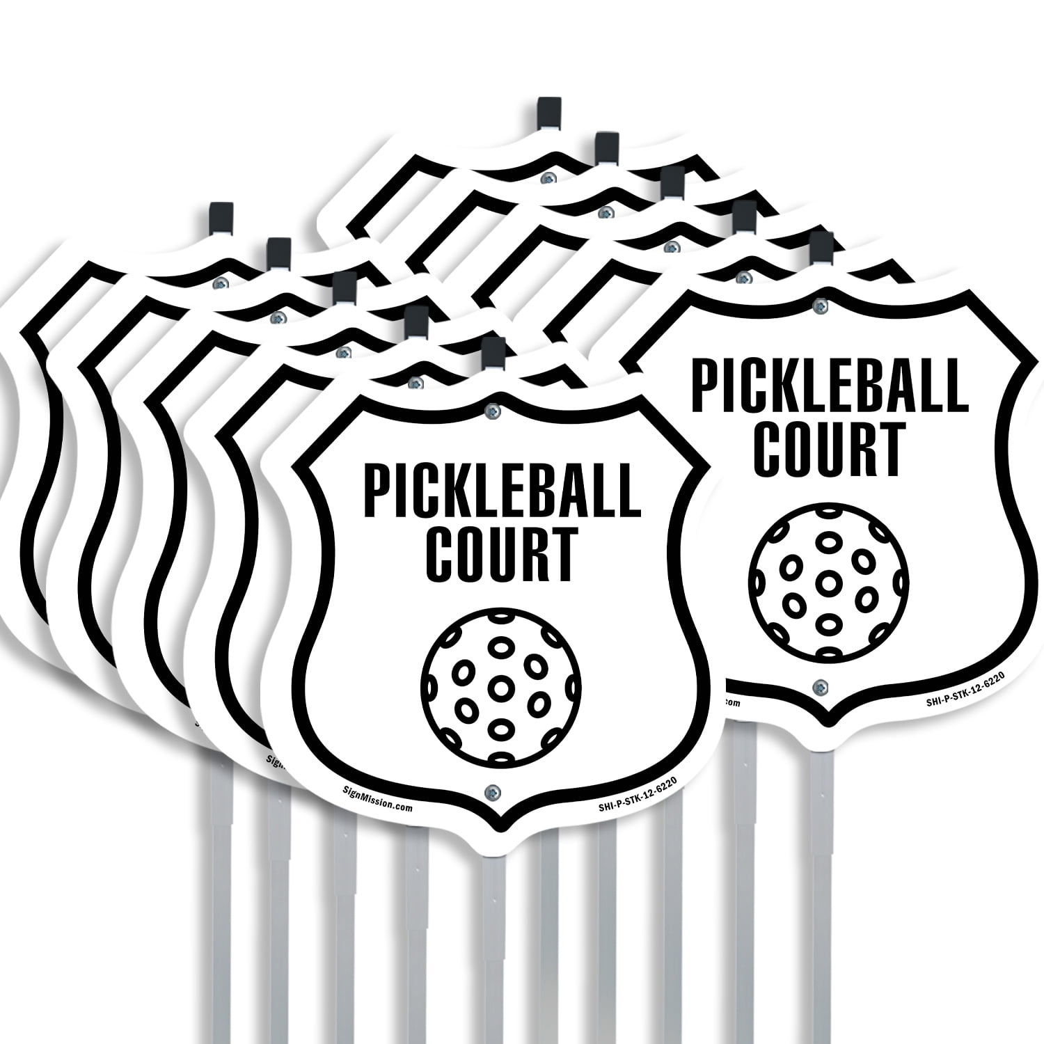 Pickleball Court (10 Pack) 12 inch X 12 inch Shield Shaped Rust-Free ...