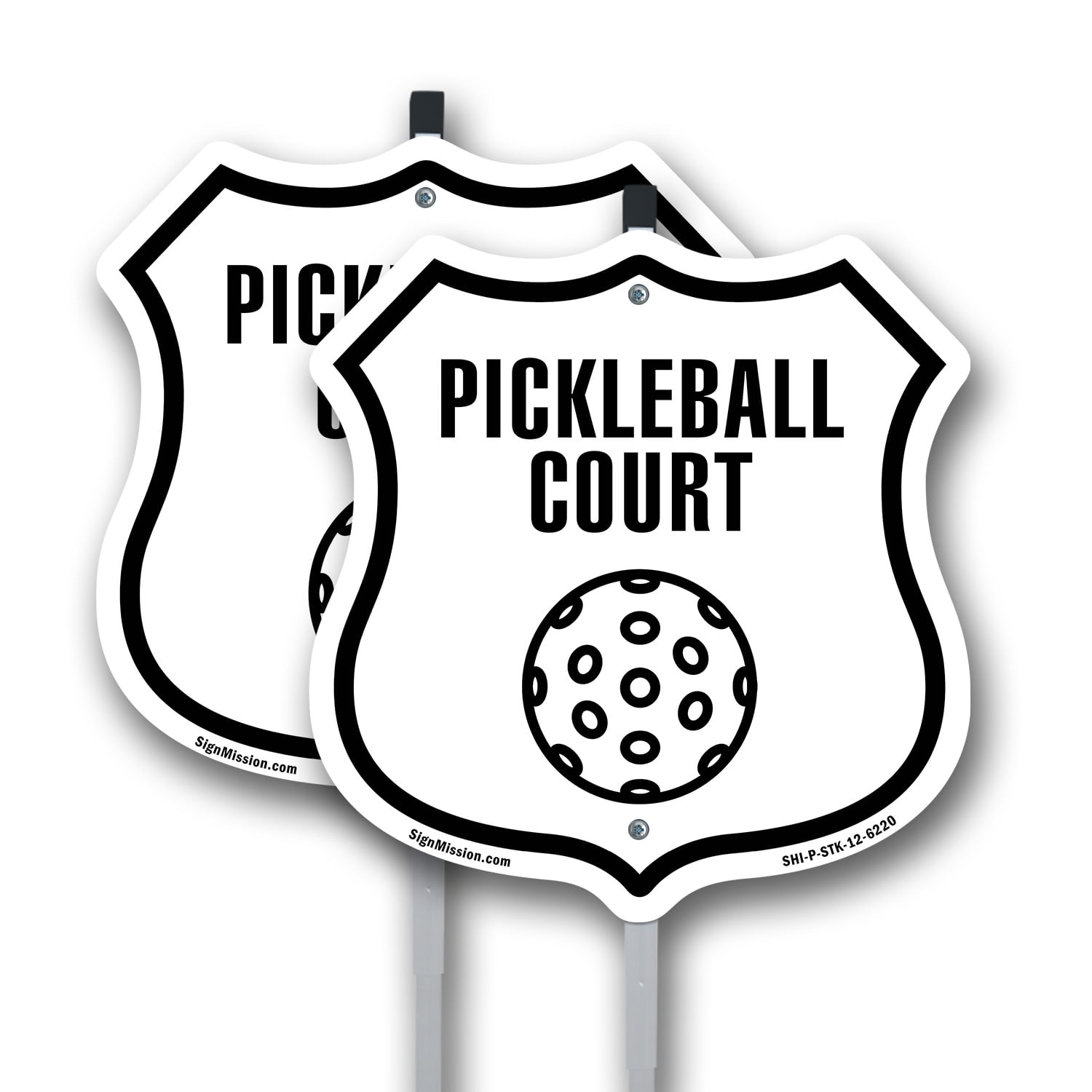 Pickleball Court (2 Pack) 12 inch X 12 inch Shield Shaped Rust-Free ...