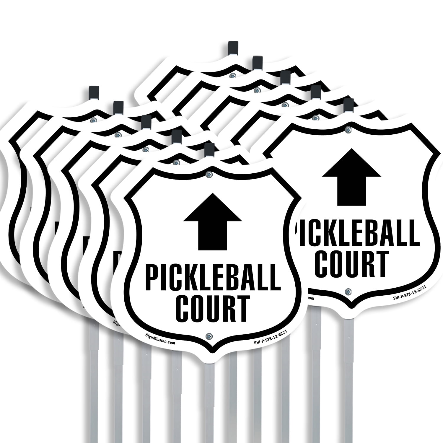 Pickleball Court Up Arrow (10 Pack) 12 inch X 12 inch Shield Shaped ...