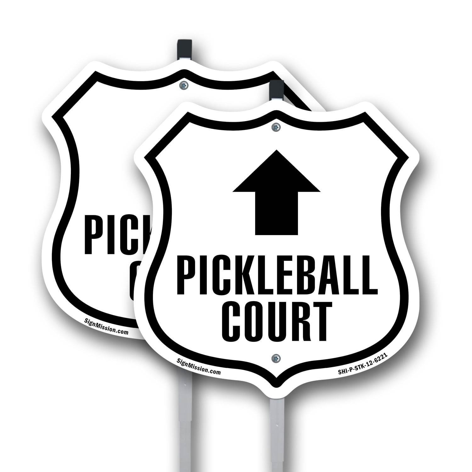 Pickleball Court Up Arrow (2 Pack) 12 inch X 12 inch Shield Shaped Rust ...