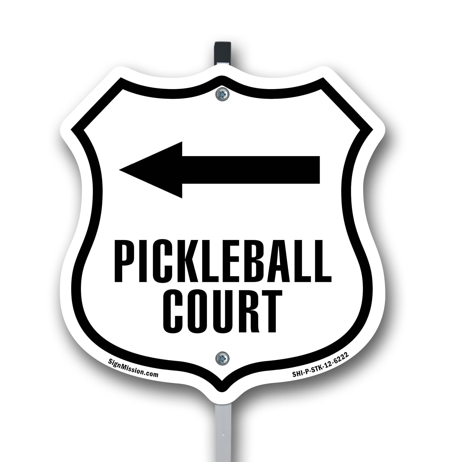 Pickleball Court Left Arrow 12 inch X 12 inch Shield Shaped Rust-Free ...
