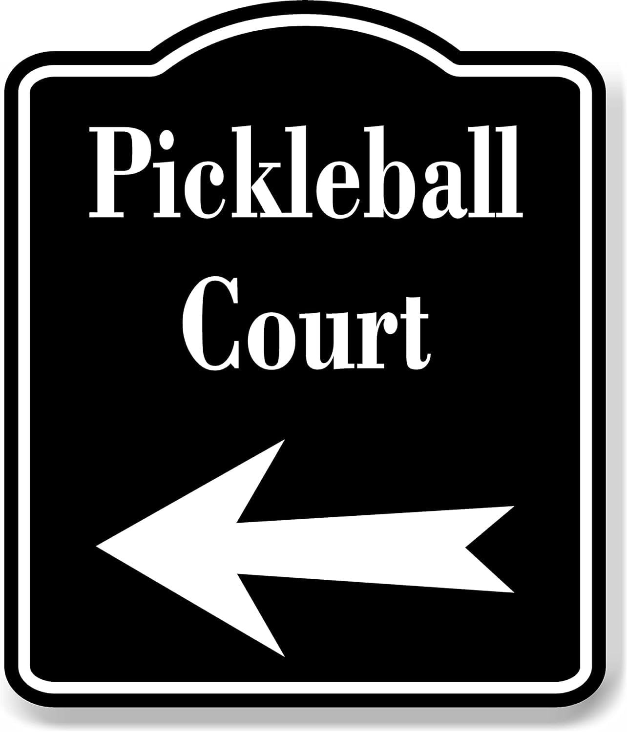 Pickleball Court Left Arrow BLACK Aluminum Composite Sign, 8.5"x10 ...