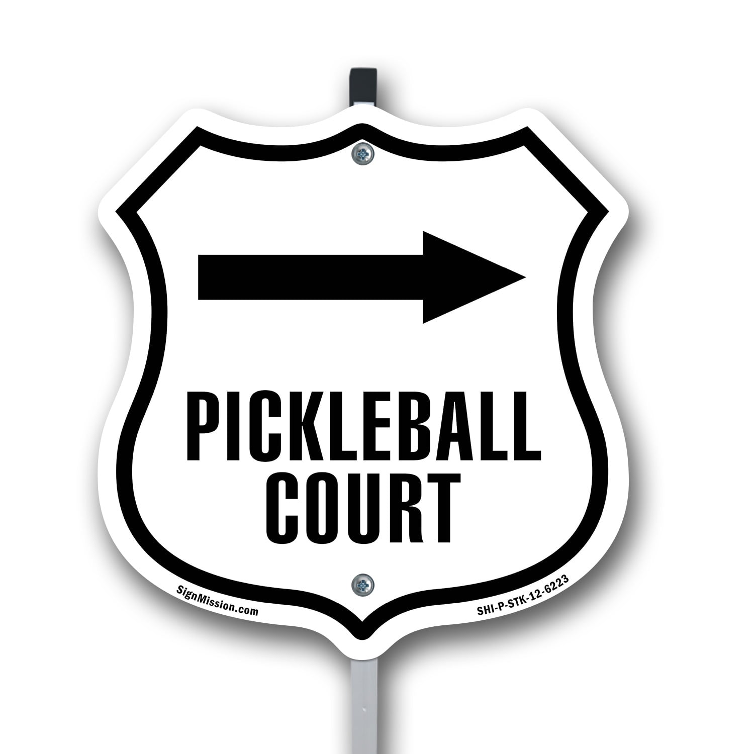 Pickleball Court Right Arrow 12 inch X 12 inch Shield Shaped Rust-Free ...