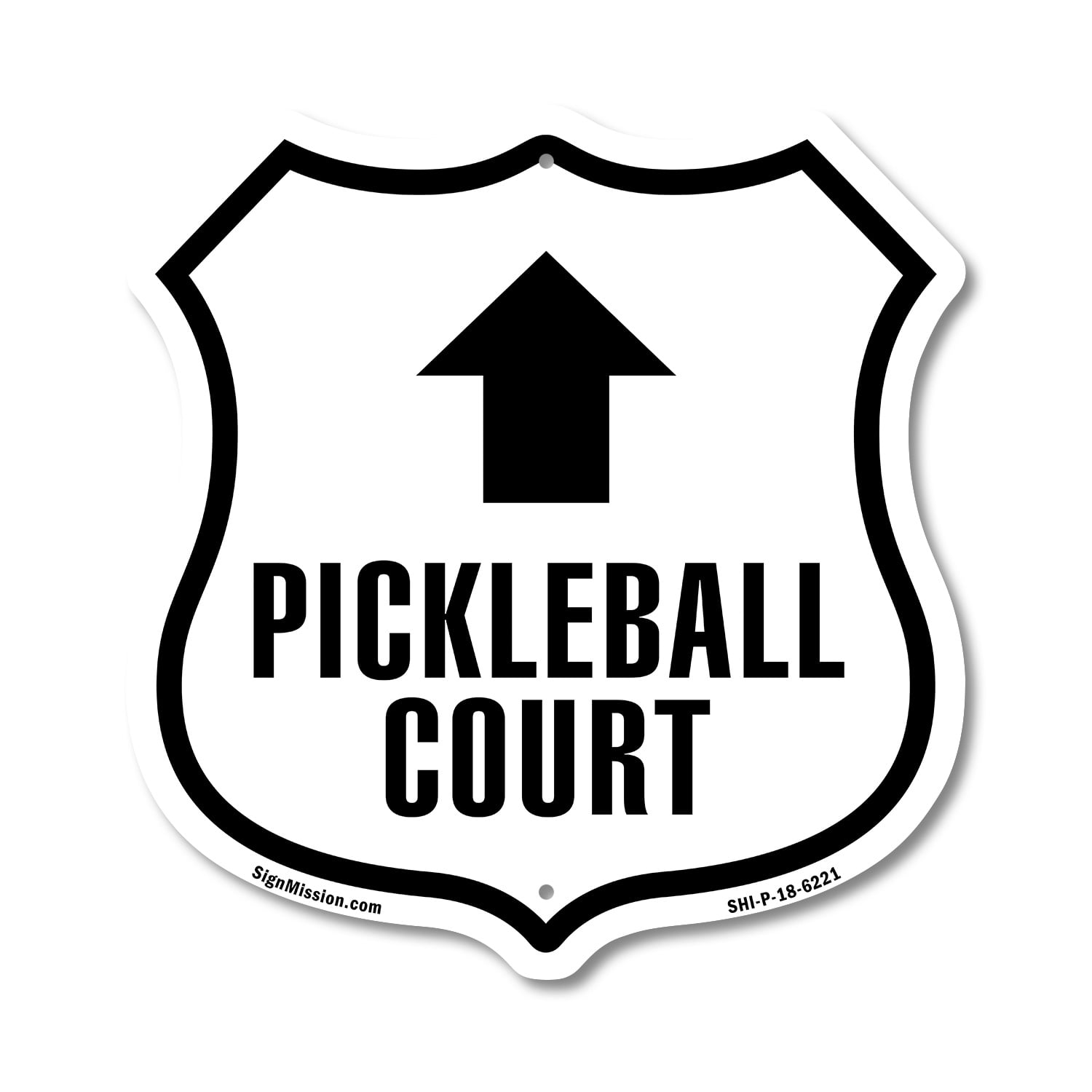 Pickleball Court Up Arrow (2 Pack) 12 inch X 12 inch Shield Shaped ...