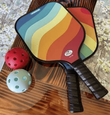 Pickleball Game Set Rainbow - 2 paddles, 4 balls and a carrying pouch ...
