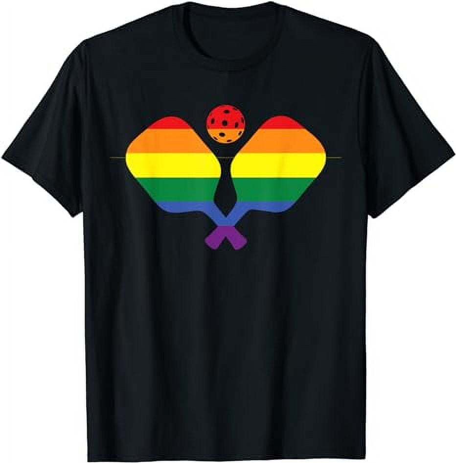 Pickleball Gay Pride Rainbow Ball and Paddles Gift T-Shirt - Walmart.com